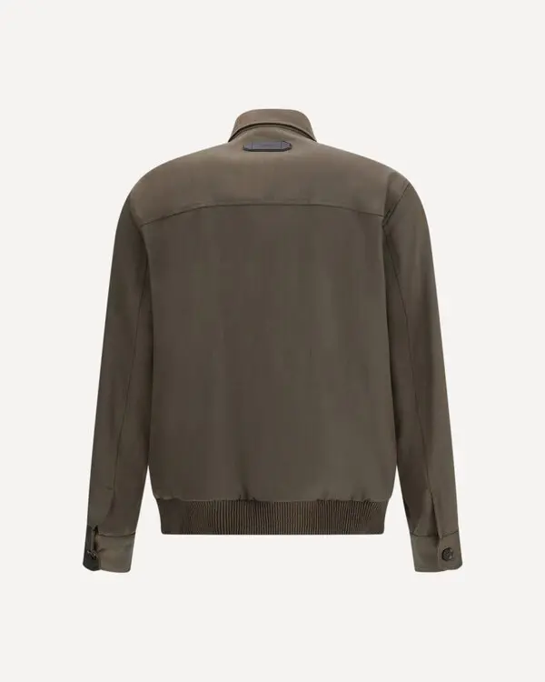 Brioni Wool Jacket With Shirt Collar And Zip-up Closure