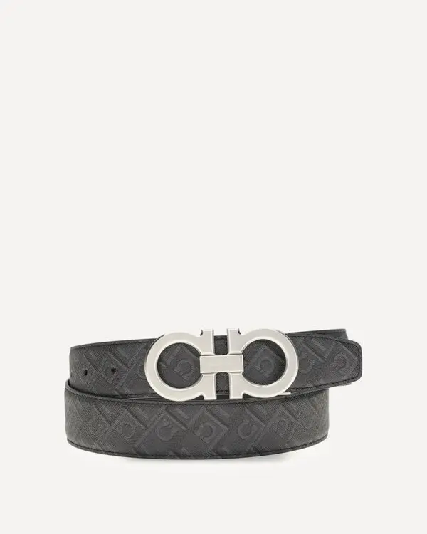 FERRAGAMO Reversible Gancini Belt - Black