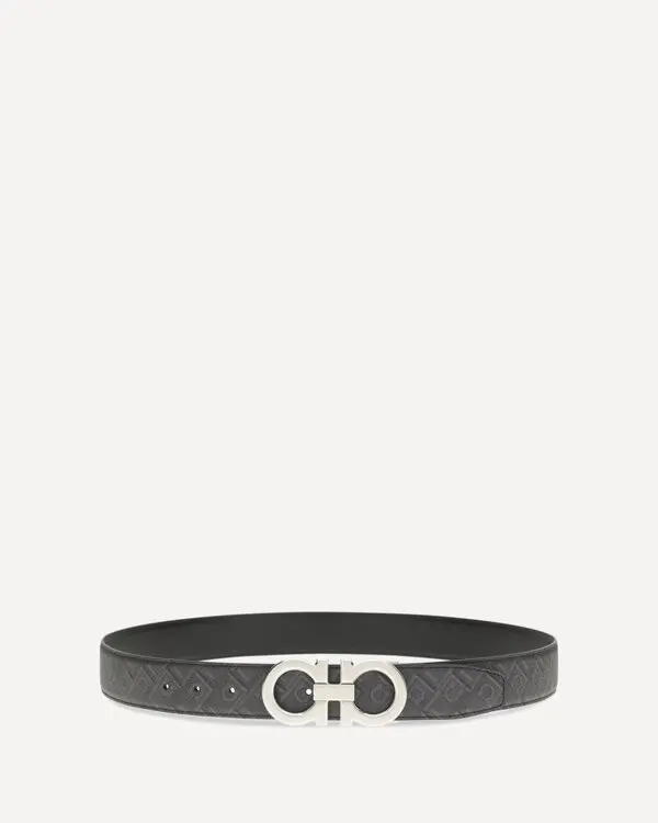 FERRAGAMO Reversible Gancini Belt - Black