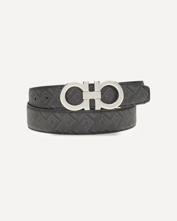 FERRAGAMO Reversible Gancini Belt - Black