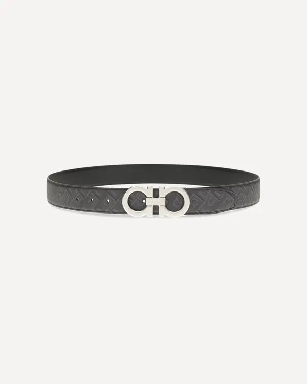 FERRAGAMO Reversible Gancini Belt - Black