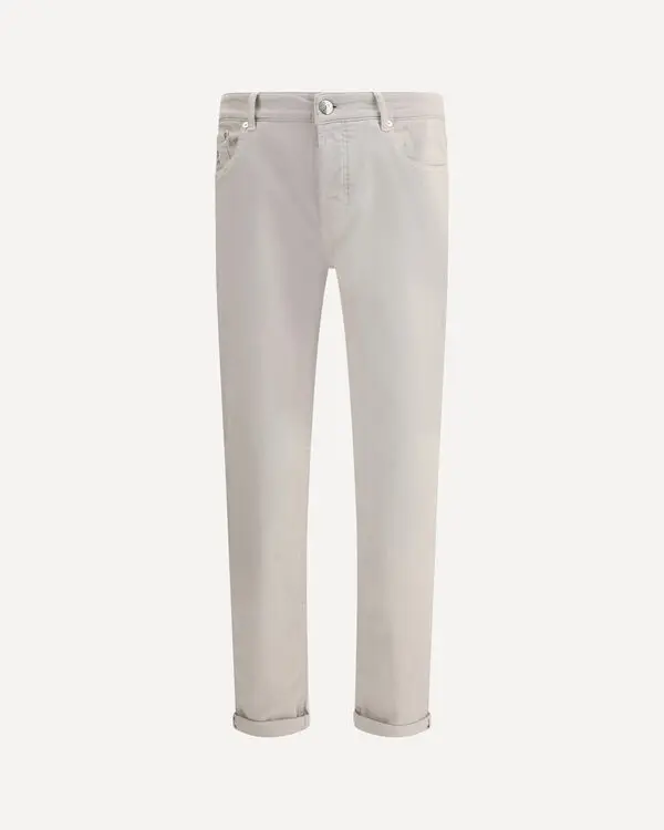 Brunello Cucinelli Cotton Jeans With Turn-up Hem - Beige