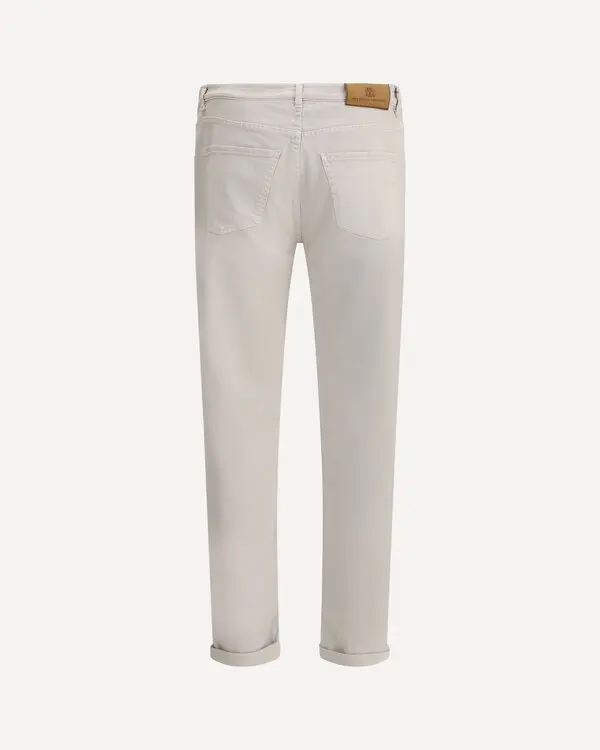 Brunello Cucinelli Cotton Jeans With Turn-up Hem - Beige