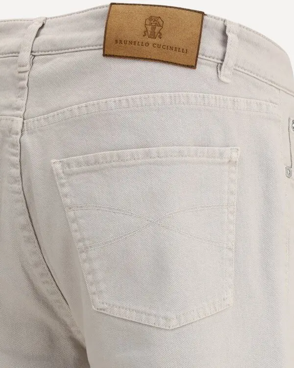 Brunello Cucinelli Cotton Jeans With Turn-up Hem - Beige