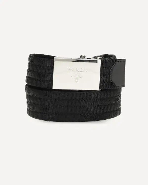 Prada Nylon Belt With Engraved Logo Buckle