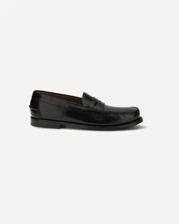 Prada Brushed Leather Loafers With Logo Detail - Black