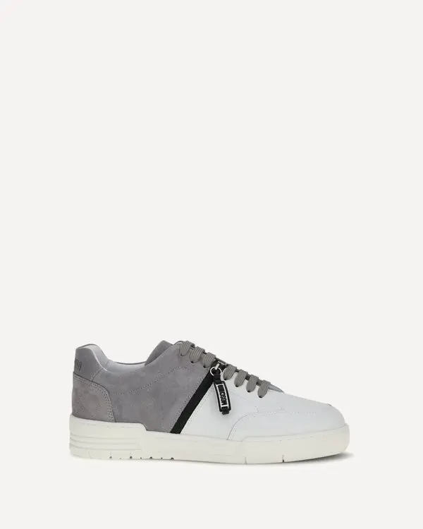 Moschino Paneled Leather And Suede Sneakers