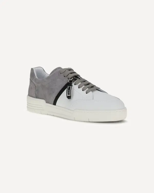Moschino Paneled Leather And Suede Sneakers