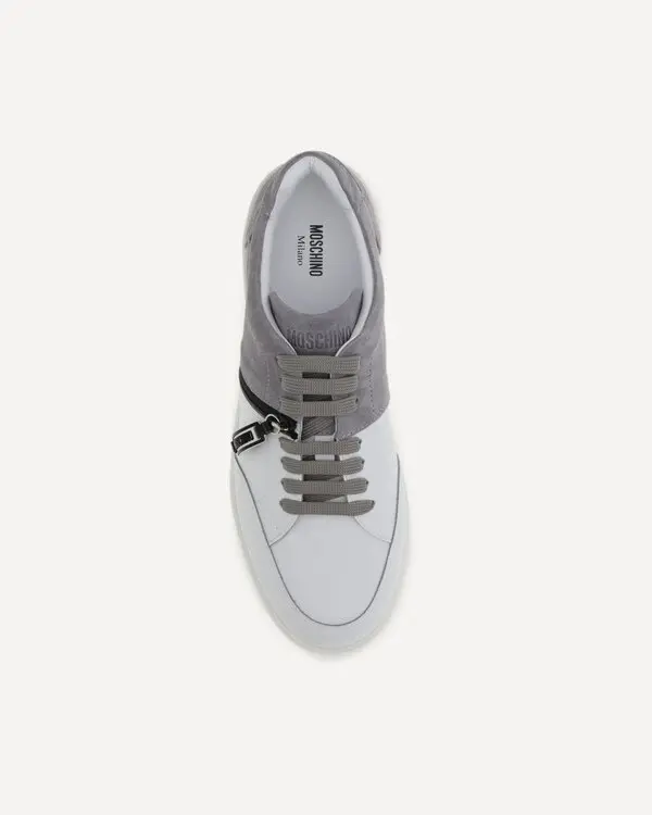 Moschino Paneled Leather And Suede Sneakers