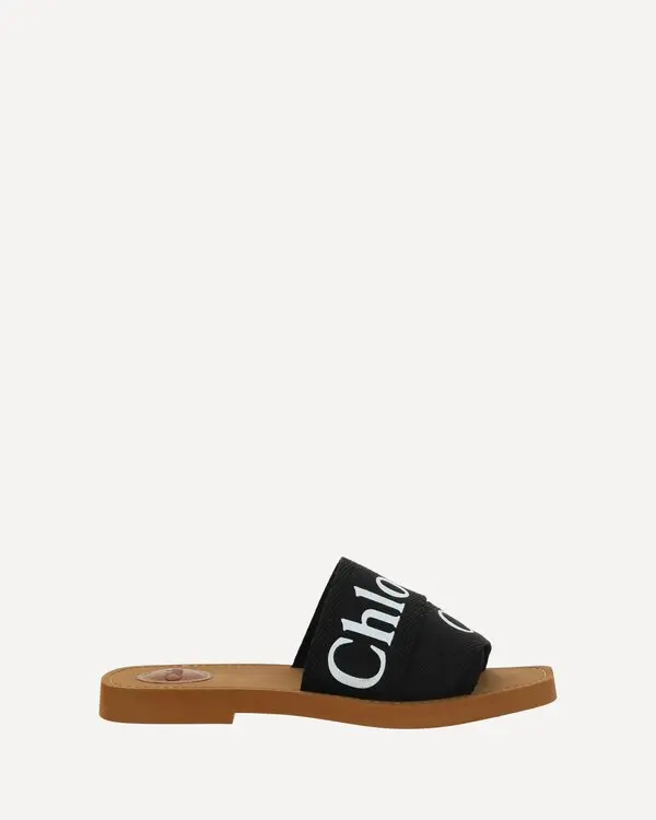Chloé Woody Cotton Sandals - Black