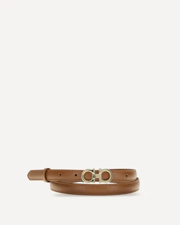FERRAGAMO Gancini Leather Belt - Beige
