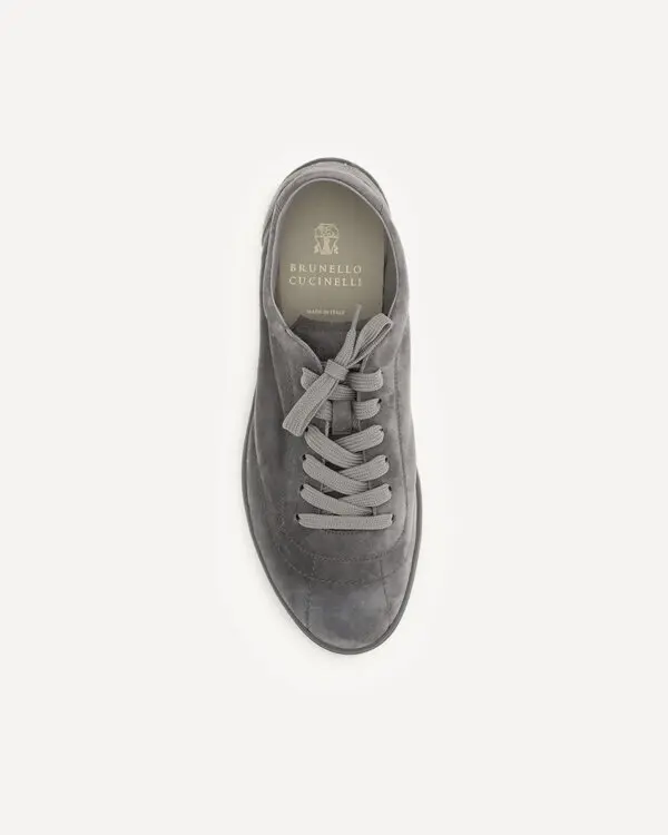 Brunello Cucinelli Suede Lace-up Sneakers - Grey