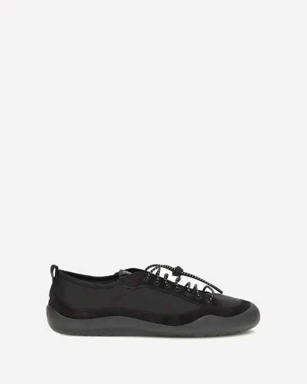 Prada Leather And Fabric Sneakers - Black