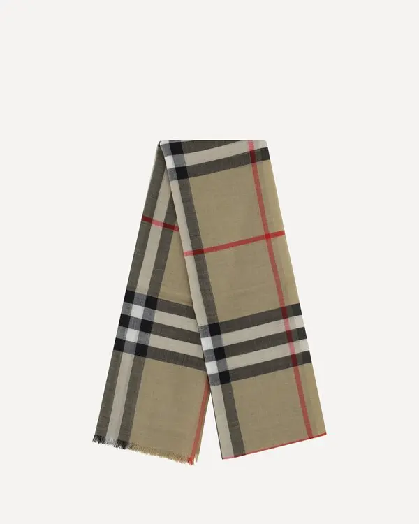 Burberry Silk And Wool Blend Scarf - Beige
