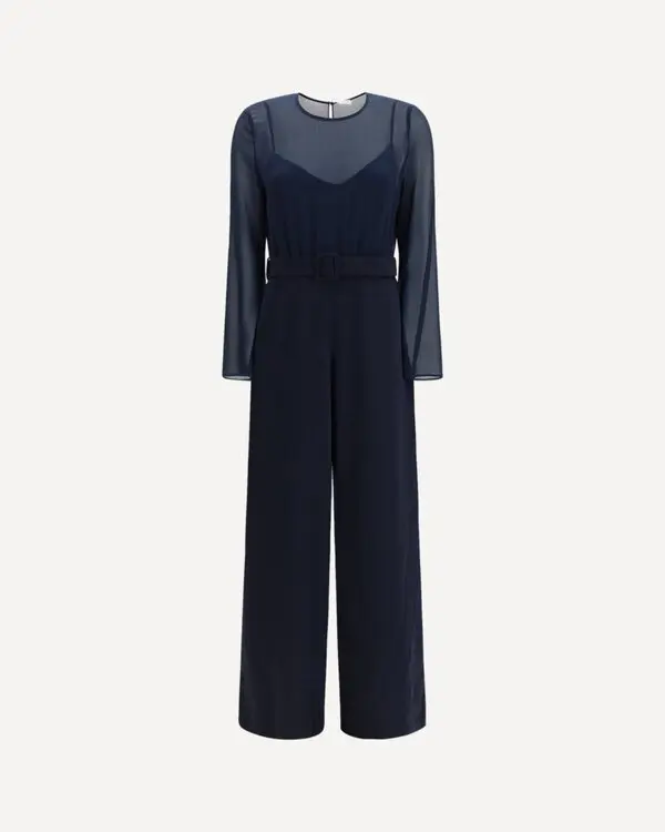 P.a.r.o.s.h Cady And Chiffon Jumpsuit - Blue
