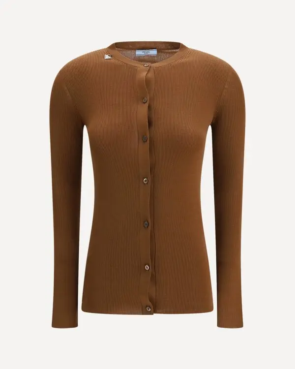 Prada Ribbed Virgin Wool Cardigan