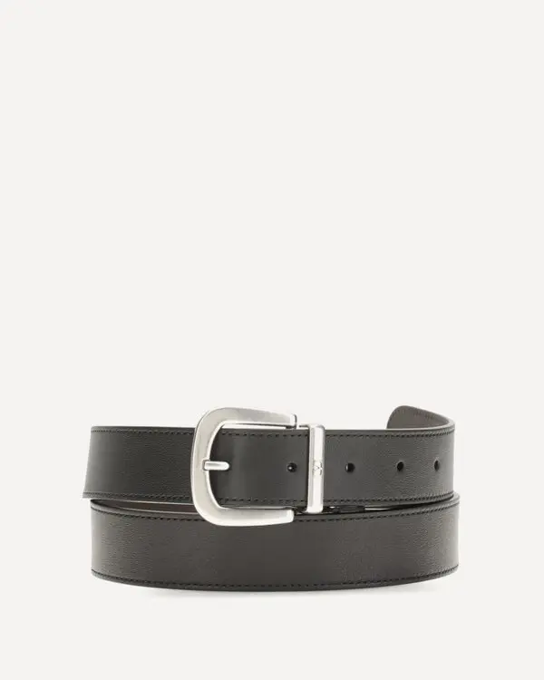 Valentino Garavani Reversible Leather Belt With V Logo Buckle - Black