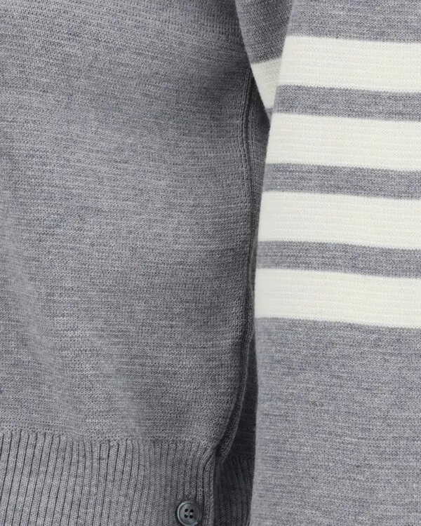 Thom Browne Virgin Wool Sweater With Signature Stripes - Grey
