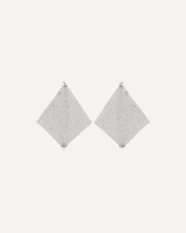 Rabanne Pixel Chainmail Earrings - Silver
