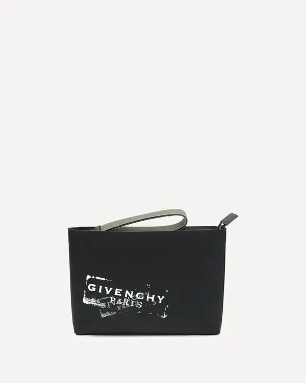 Givenchy Fabric Pouch With Zip Closure And Printed Logo - Black