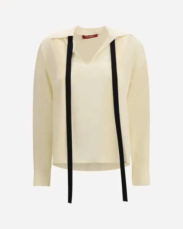 Max Mara Silk Blouse With Pintuck Detailing - Beige