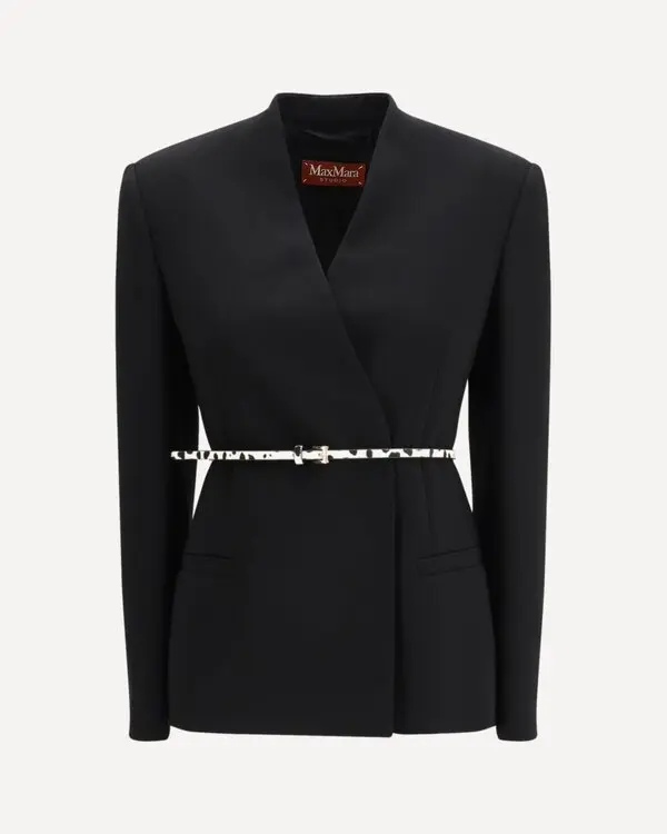 Max Mara Double-breasted Cady Jacket With Belt - Black