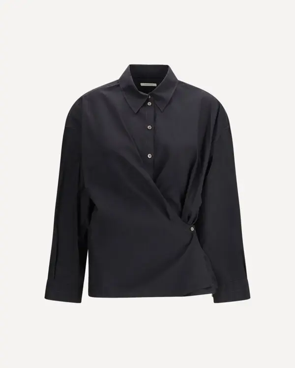 LEMAIRE Cotton Blend Shirt With Twisted Button Closure - Black