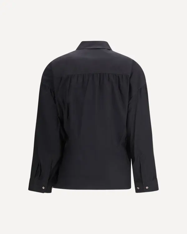 LEMAIRE Cotton Blend Shirt With Twisted Button Closure - Black