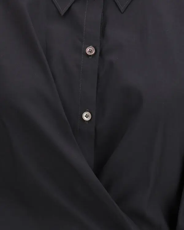 LEMAIRE Cotton Blend Shirt With Twisted Button Closure - Black