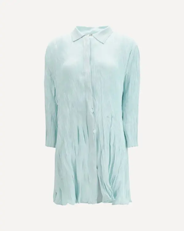 GONGDID DESIGN Wavy Pleated Shirt Dress