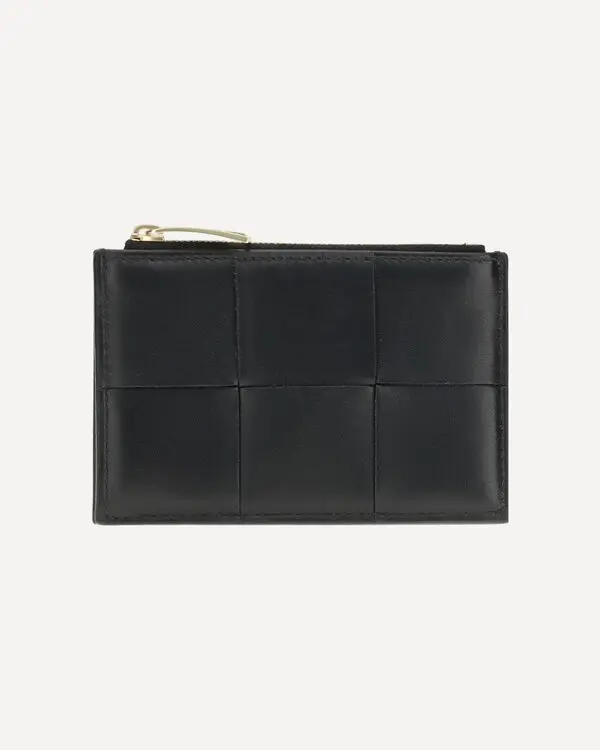 Bottega Veneta Lambskin Card Holder - Black