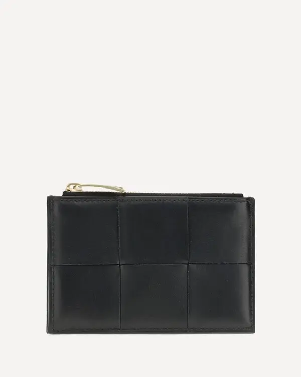 Bottega Veneta Lambskin Card Holder - Black