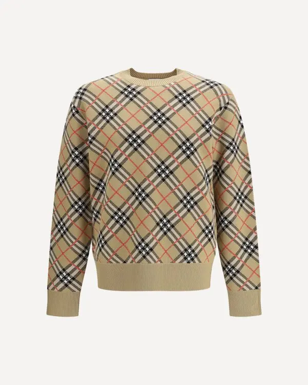 Burberry Wool Check Crewneck Sweater