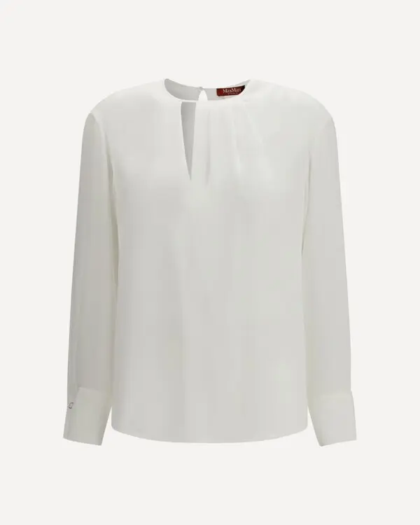 Max Mara Crewneck Blouse With Gold-tone Cufflinks - White