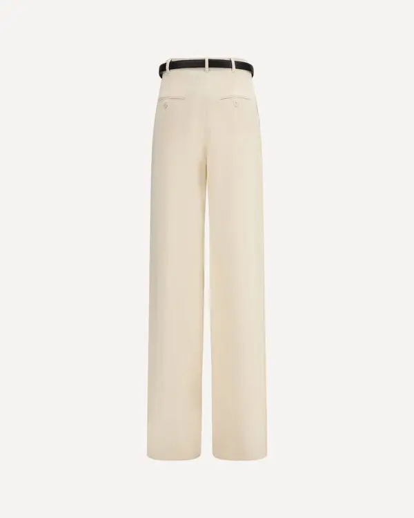 Max Mara Wide Leg Belted Pants - Cream