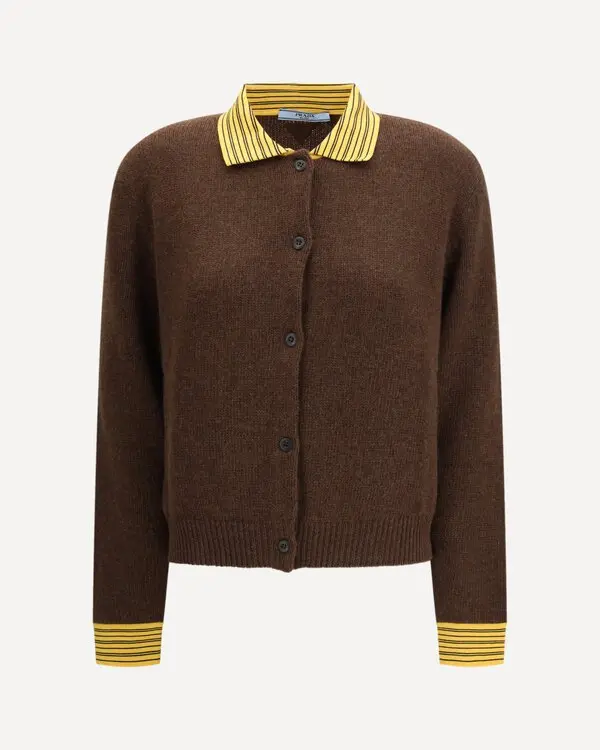 Prada Sweater With Striped Collar And Cuffs