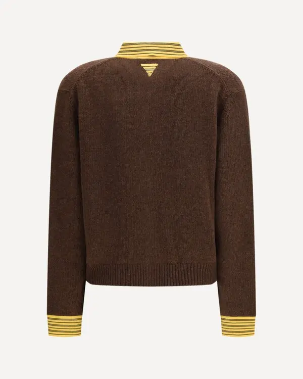Prada Sweater With Striped Collar And Cuffs