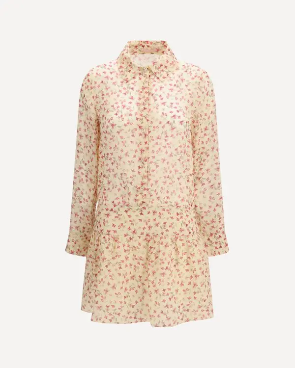 KRISTINA TI Floral Print Button-up Shirt Dress