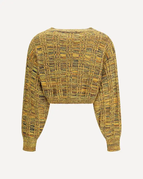 KRISTINA TI Multicolor Jacquard Cotton Crop Sweater