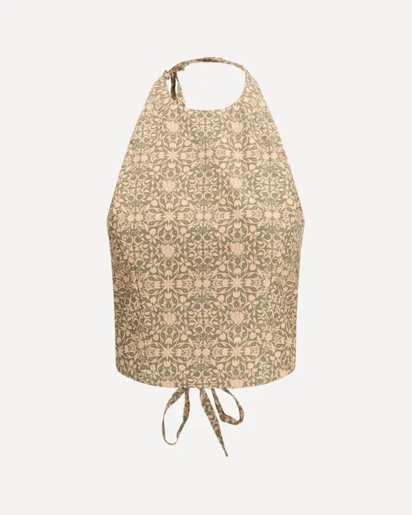 KRISTINA TI Sleeveless Halter Top With Decorative Pattern