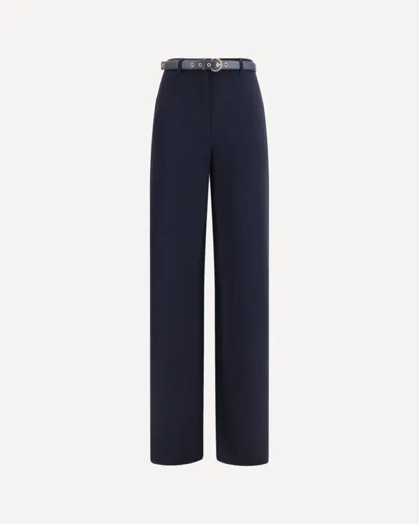 Max Mara Wide Leg Belted Pants - Blue