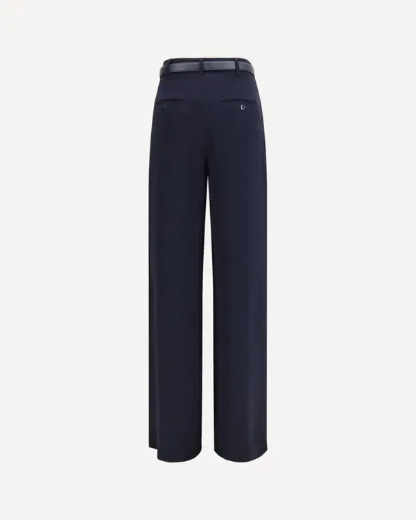 Max Mara Wide Leg Belted Pants - Blue