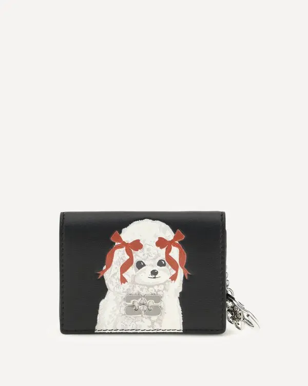 GANNI Poodle Print Card Holder - Black