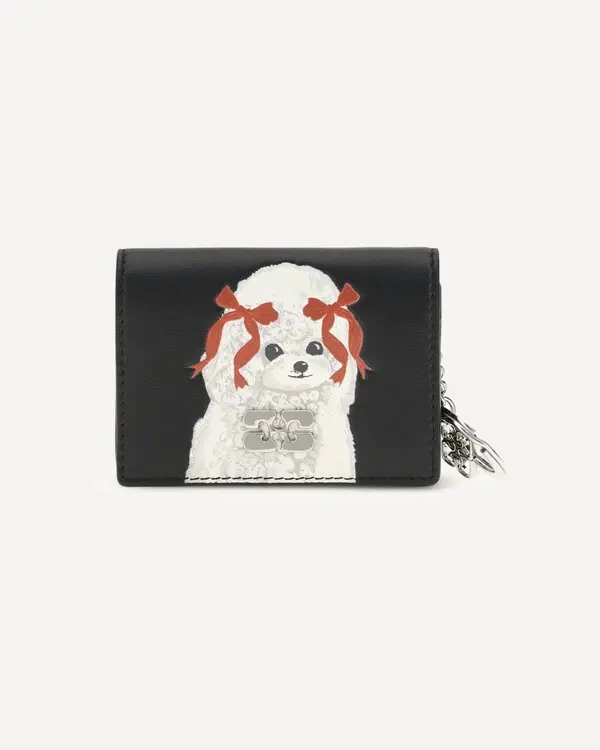GANNI Poodle Print Card Holder - Black