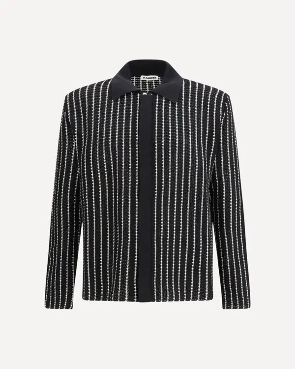 JIL SANDER Embroidered Crochet Cardigan - Black