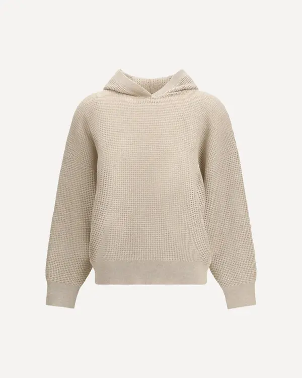 Brunello Cucinelli Sparkling Net Cotton Hooded Sweatshirt