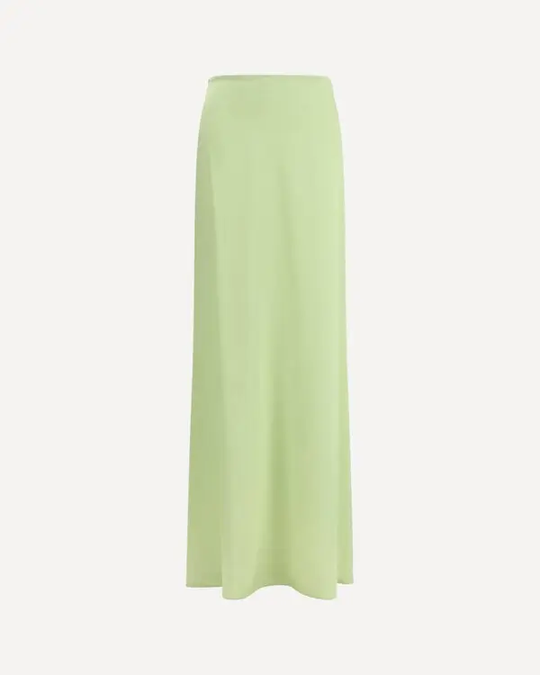 KRISTINA TI Classic Long Silk Skirt - Green