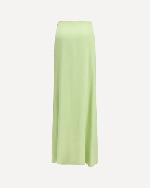 KRISTINA TI Classic Long Silk Skirt - Green