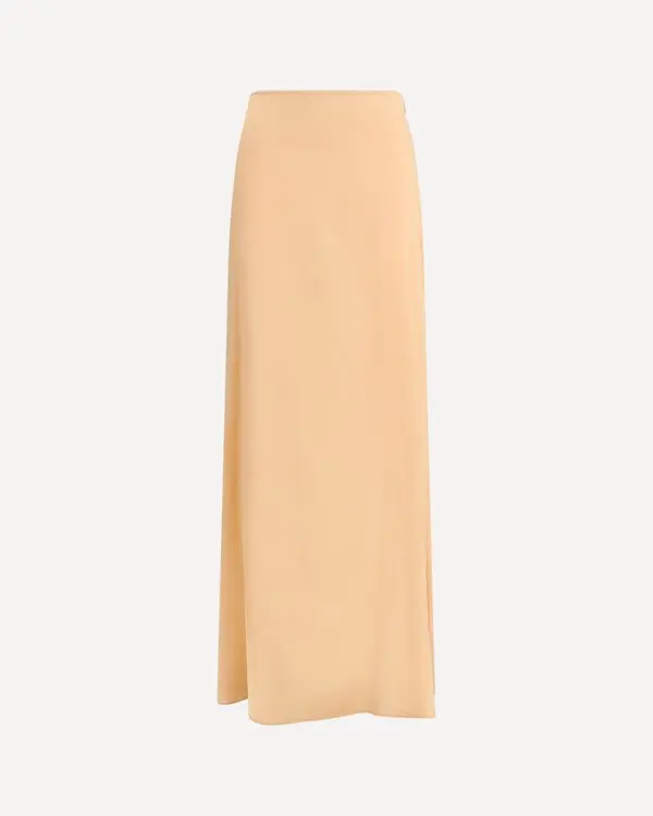 KRISTINA TI Classic Long Silk Skirt - Orange