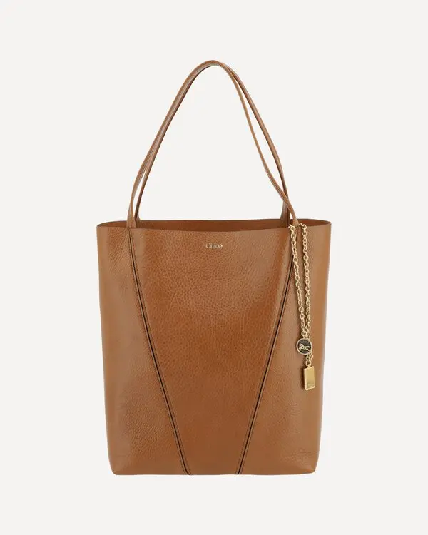Chloé Grained Leather Spin Shoulder Bag With Monogram Detail - Brown